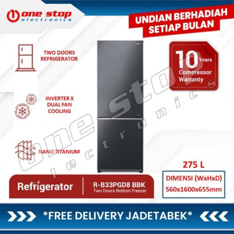 Promo Hitachi R-b33pgd8 Bsl/bbk Kulkas 2 Pintu Bottom Freezer 275 L Diskon 33% Di Seller Farwa ...