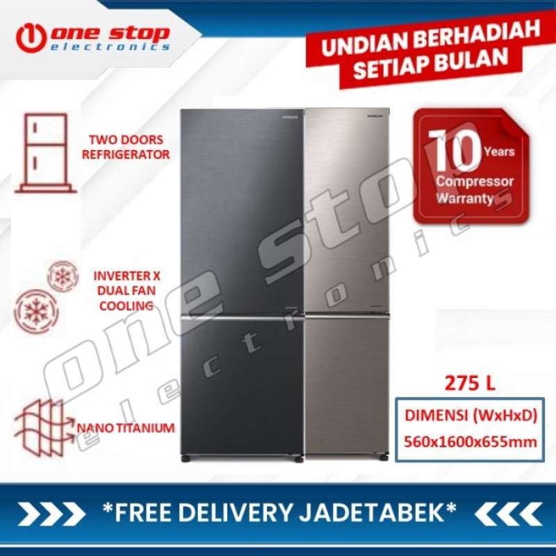 Promo Hitachi R-b33pgd8 Bsl/bbk Kulkas 2 Pintu Bottom Freezer 275 L Diskon 33% Di Seller Farwa ...