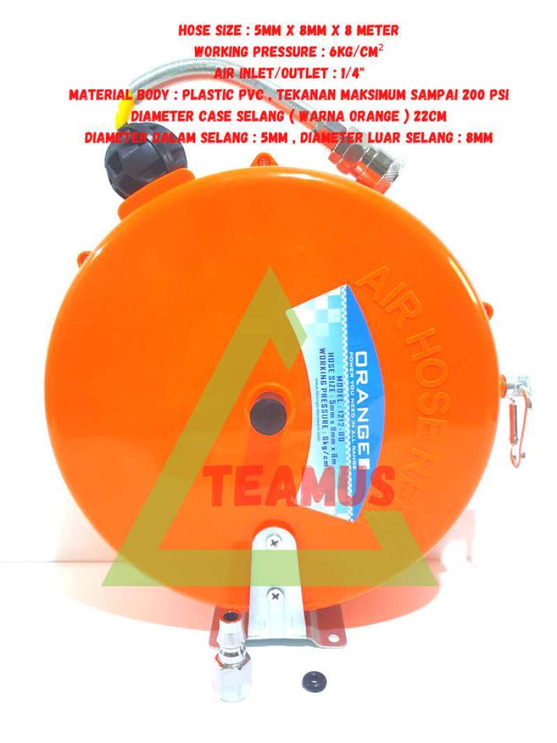 Promo Orange Air Hose Reel Gulungan Selang Angin Kompresor 8 Meter ...