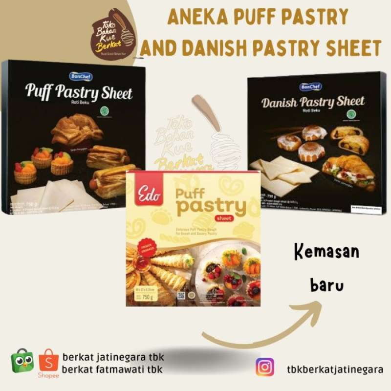Jual Danish Pastry Sheet/puff Pastry Shett 750gr/wajib Ojek!!! - Danish ...