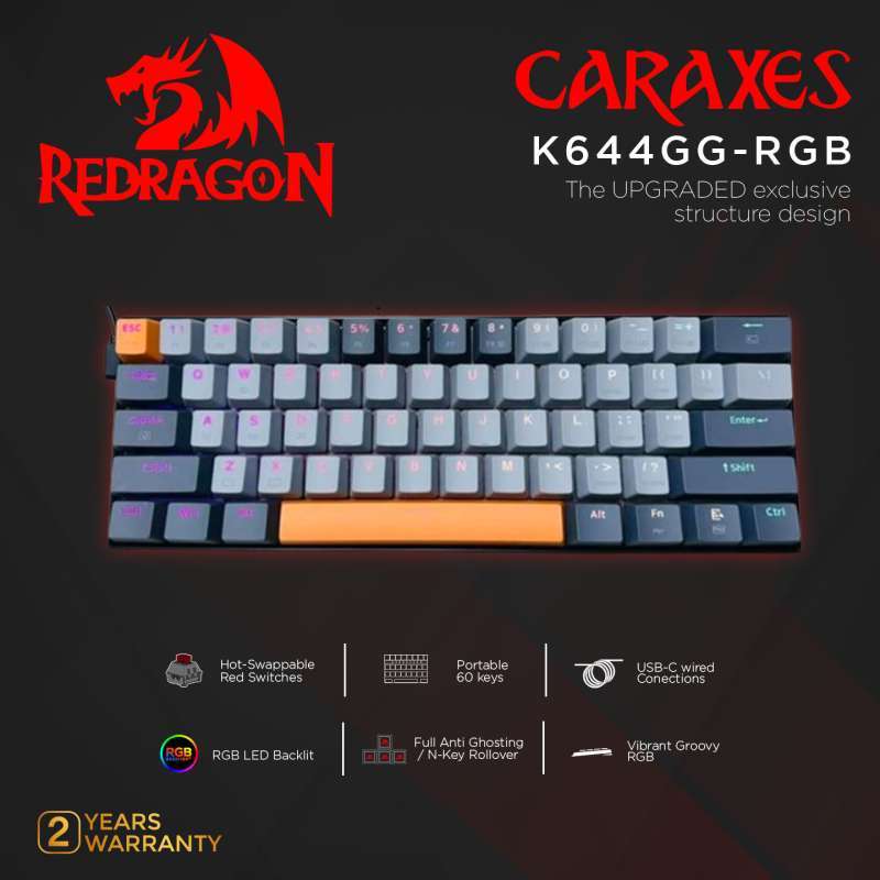 Jual Redragon 60% Wired Rgb Gaming Keyboard 61 Keys Caraxes - K644gg Di ...