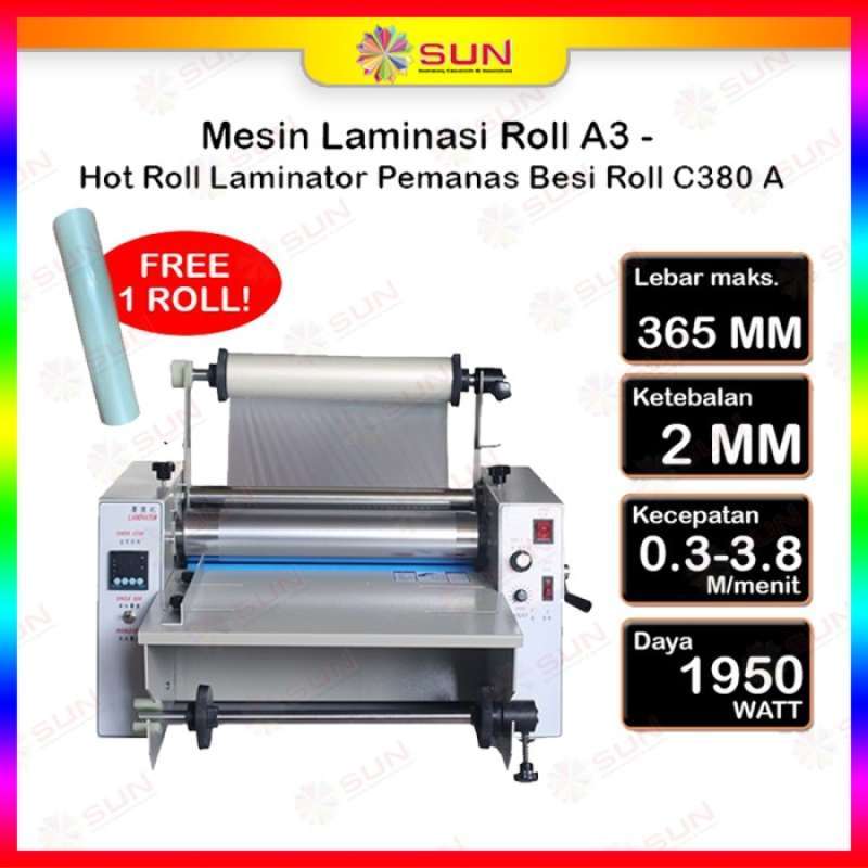 Jual Mesin Laminasi Roll A3 - Hot Roll Laminator Pemanas Besi Roll C380 ...
