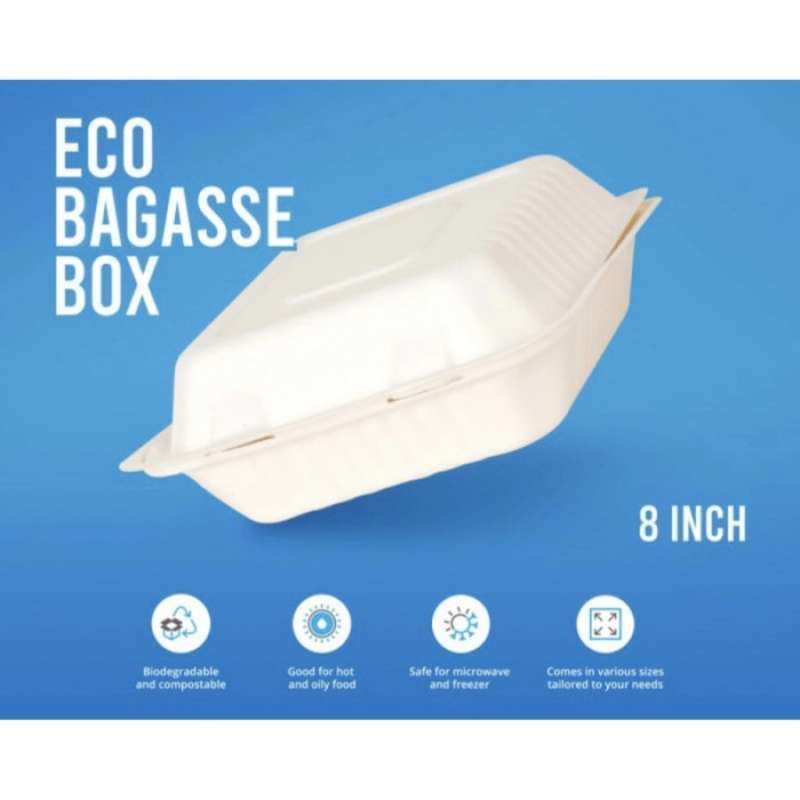 Jual Sugarcane Bagasse Food Box 8 Polos / Kotak Makan Ampas Tebu 8 ...