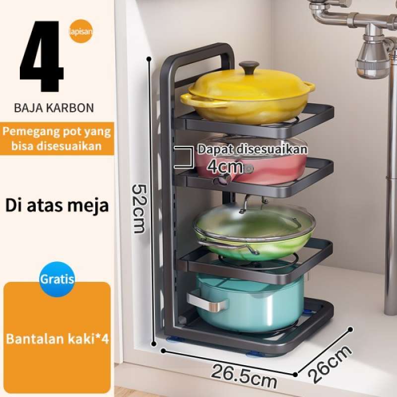Jual Rak Panci Teflon 4 5 Tingkat Tempat Peralatan Masak Bawah Wastafel ...
