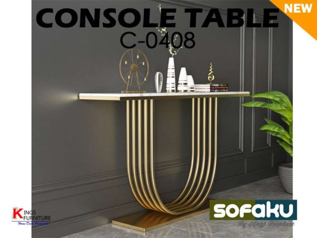 Jual Console Table C-0408 - Meja Besi Gold Mewah Shape U Meja Bentuk U ...