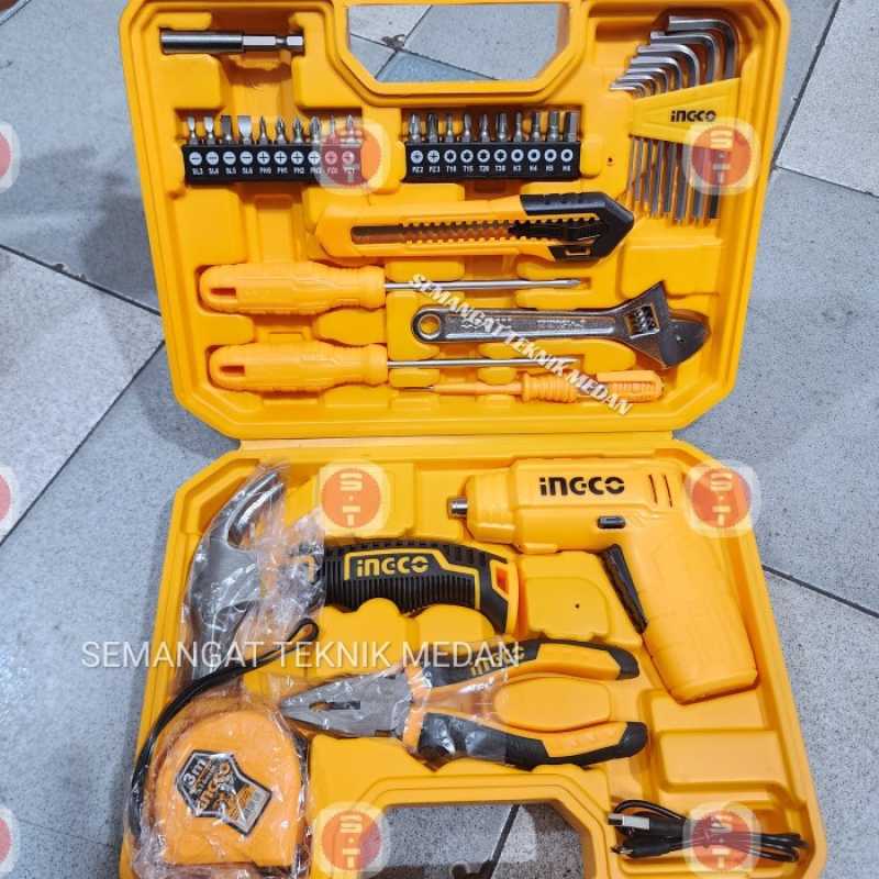 Jual 38pcs Paket Tool Set Mesin Obeng Cordless Bor Charger Ingco ...
