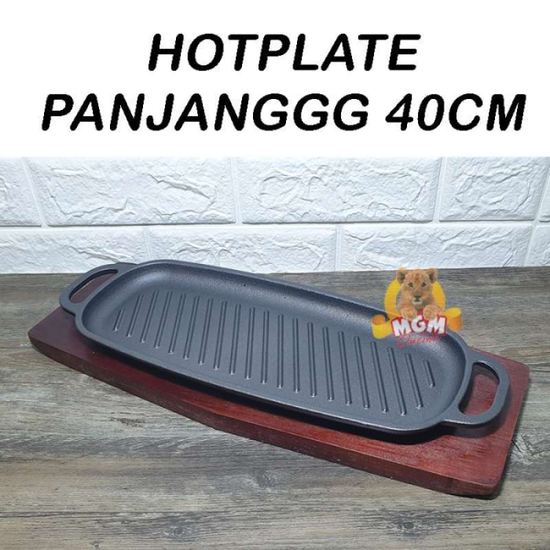 Promo Hotplate Segi Panjang 40cm Dgn Alas Kayu Iron Cast Serving Plate ...