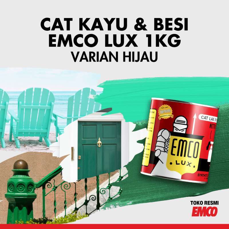 Jual Emco Lux Cat Kayu & Besi 1kg Varian Warna Hijau Tua Hijau Muda Green Di Seller Toko Cat ...