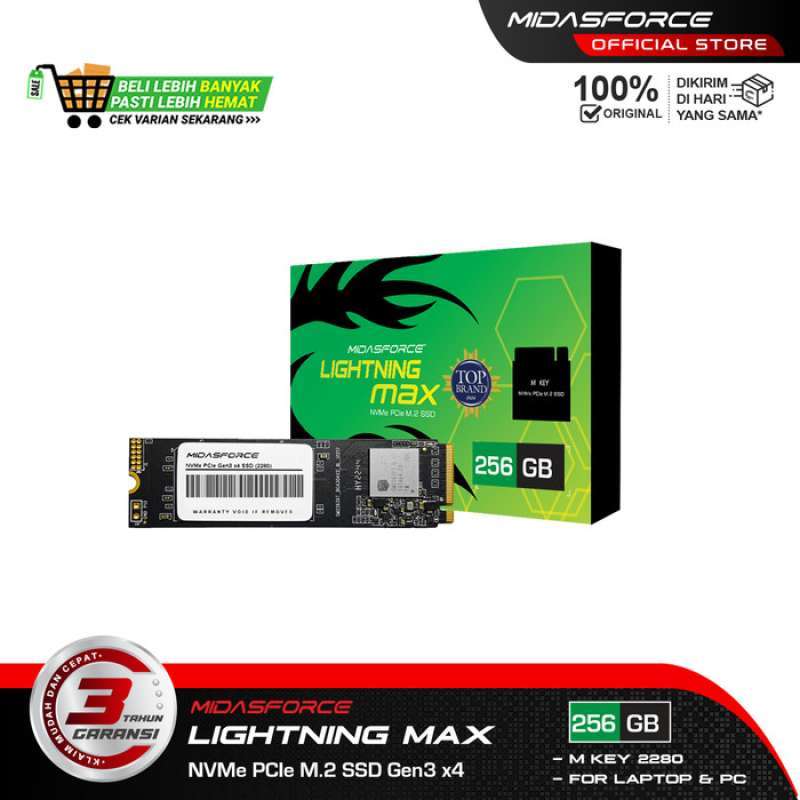 Jual Ssd M.2 Nvme 256gb Midasforce Lightning Max Pcie Gen3 X4 - Paket ...
