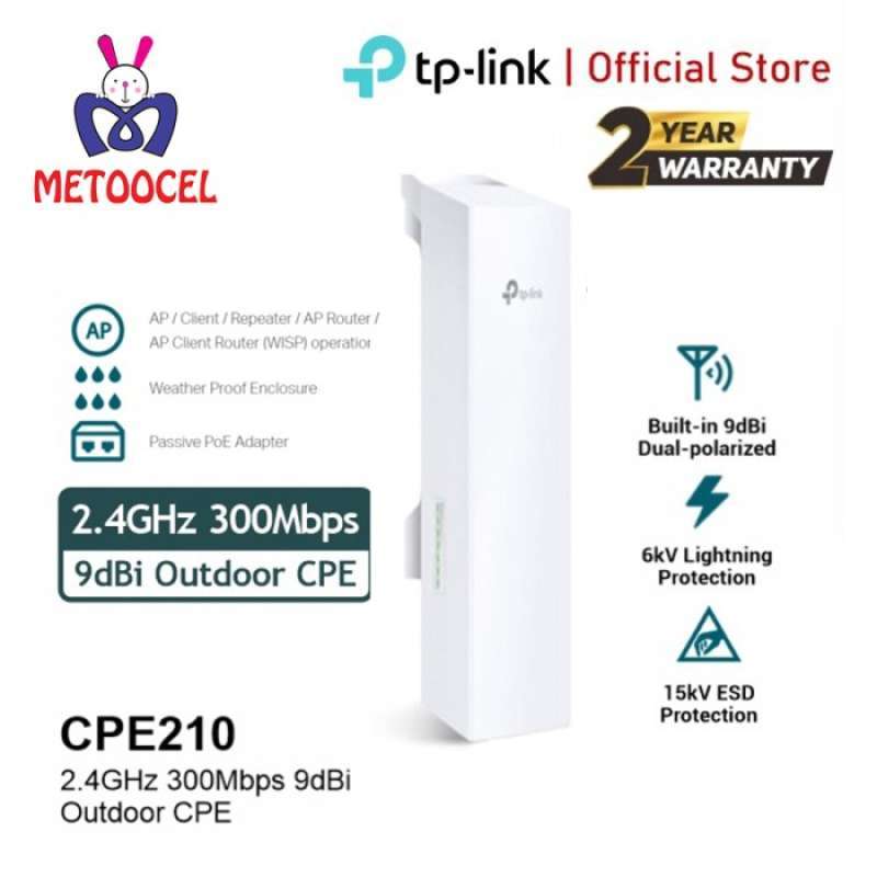 Jual Tp-link Cpe210 2,4ghz 300mbps 9dbi Outdoor Wifi Receiver Extender ...