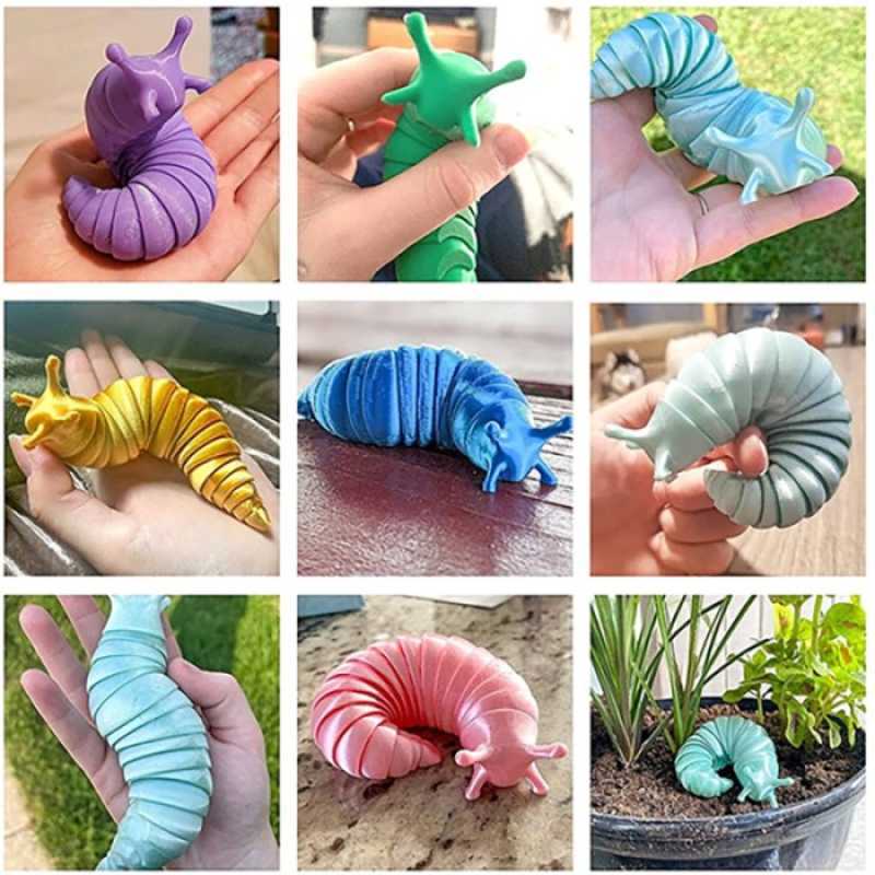 Jual Mainan Fidget Slug Artikulasi 3d Print Fleksibel Ramah Lingkungan ...