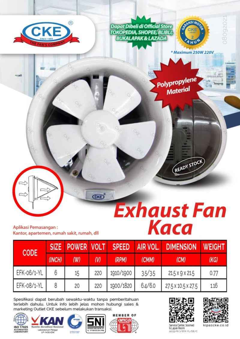 Jual Exhaust Fan Kaca Cke 8 Inch Rumah Toilet Dapur Restoran Udara ...