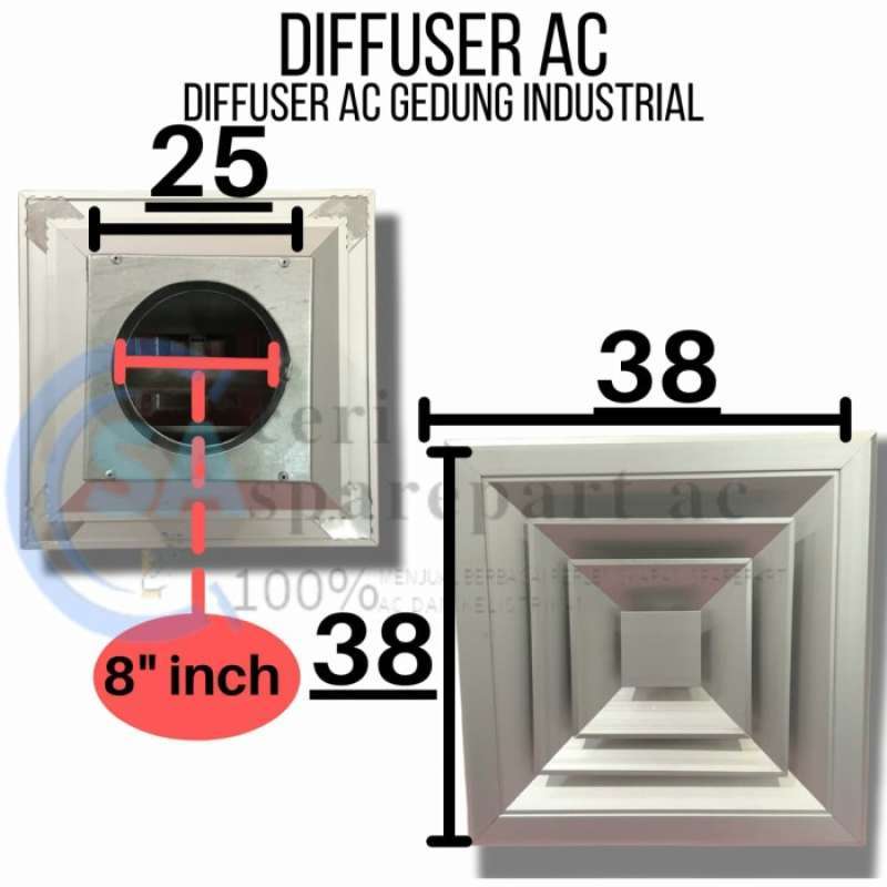 Jual Diffuser Ac Grill Sock 8 Inch 38 X 38 Ukuran Luar Grille Difuser ...