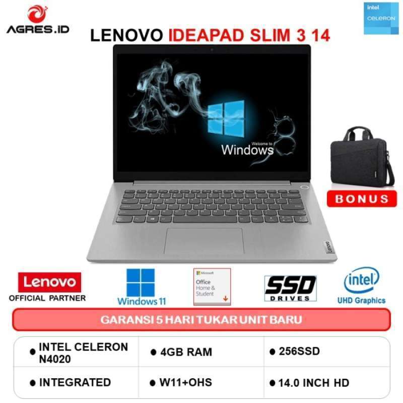 Jual Lenovo Ideapad Slim 3i 14 N4020 4gb 256ssd W11+ohs 14.0 2yr Premium Gr Di Seller Agres Id ...