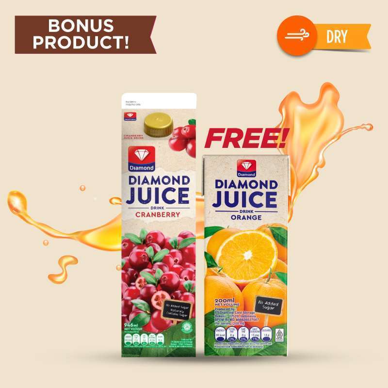 Promo Diamond Juice Cranberry 946 Ml Free Juice Uht 200 Ml Diskon 16% ...