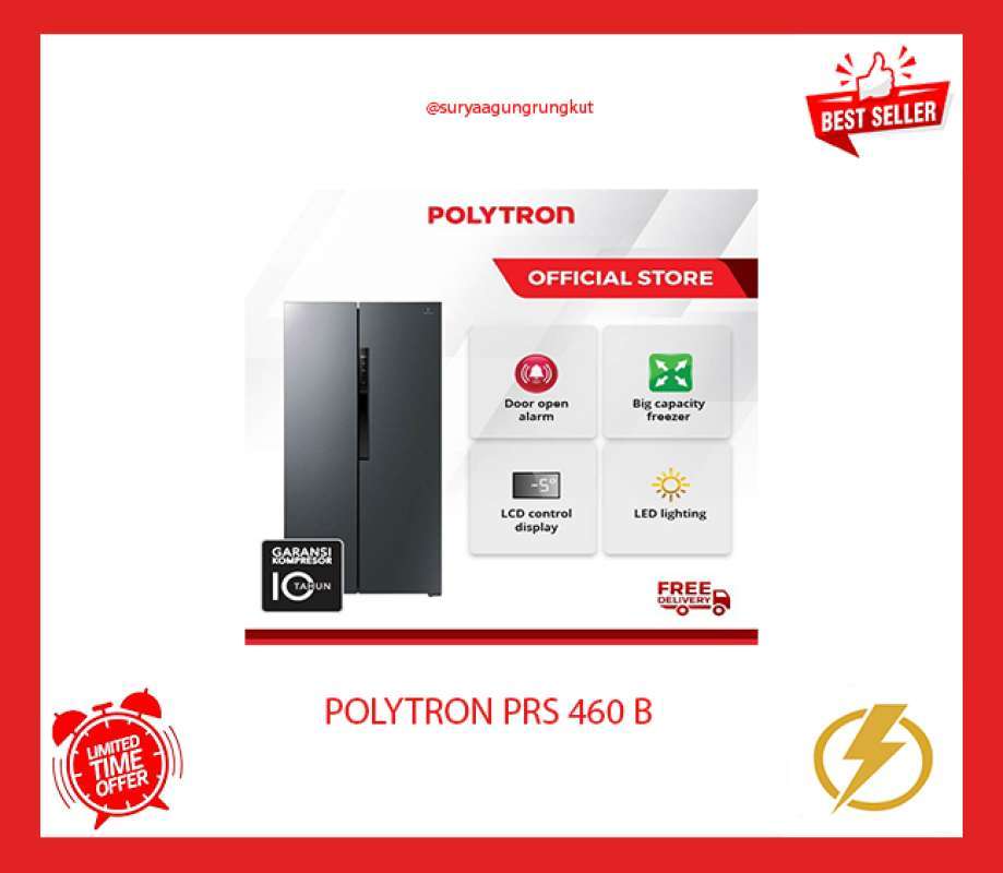 Jual Kulkas Polytron Side By Side 2 Pintu 450 Liter 120 Watt - Prs 460 ...