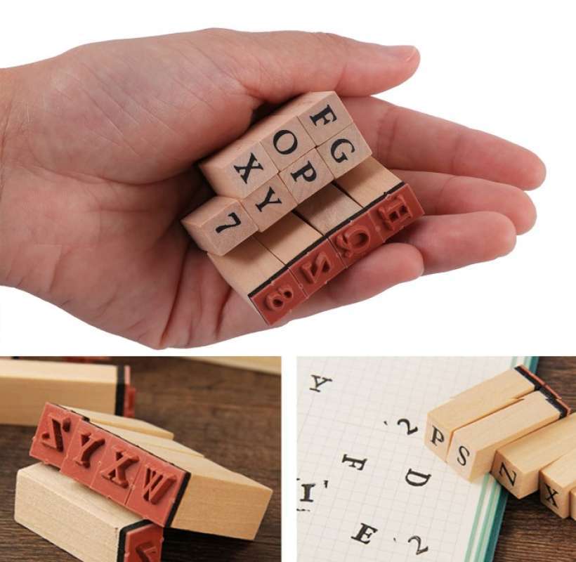 Jual Alphabet Stamp Set Stempel Huruf Alfabet Stempel Cap Kayu Karet Di ...