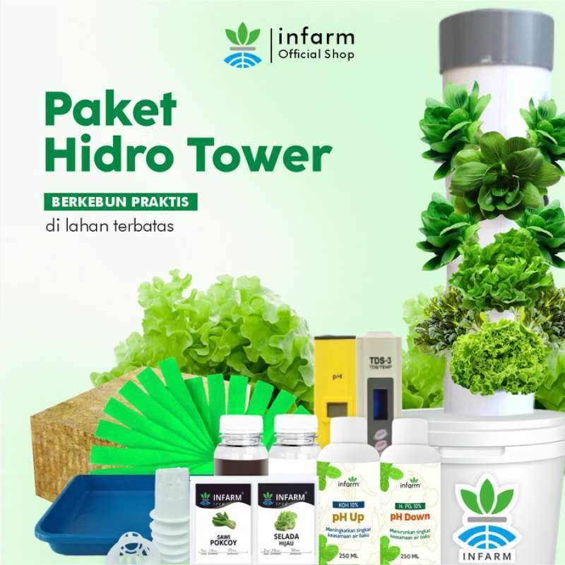 Promo Infarm - Paket Tower Instalasi Hidroponik 18 Lubang Dft Vertikal ...