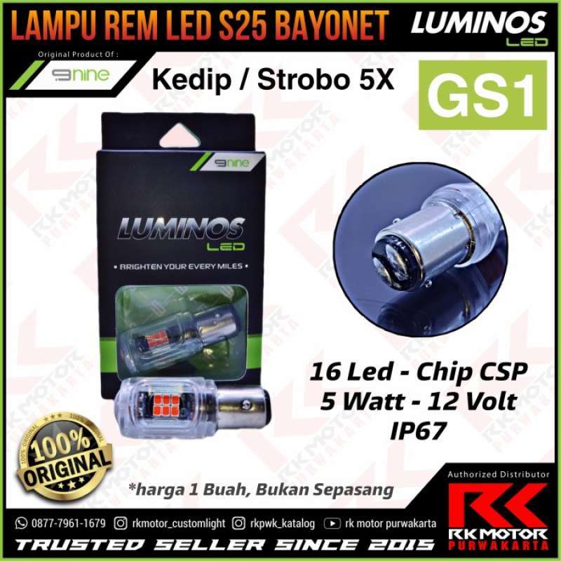 Promo Lampu Stop Rem Led S25 Bayonet Luminos Gs1 Mobil Motor Kedip Flash - Merah Diskon 23% Di ...