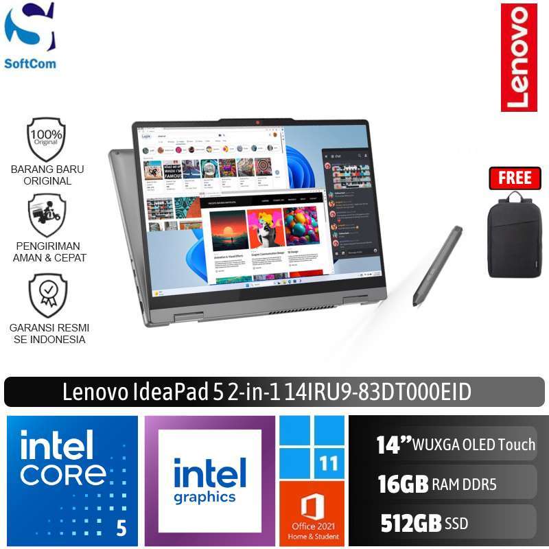 Promo Lenovo Ip5 2 In 1 0eid Laptop 2in1 [core 5 120u/16gb/512gb Ssd/14 ...