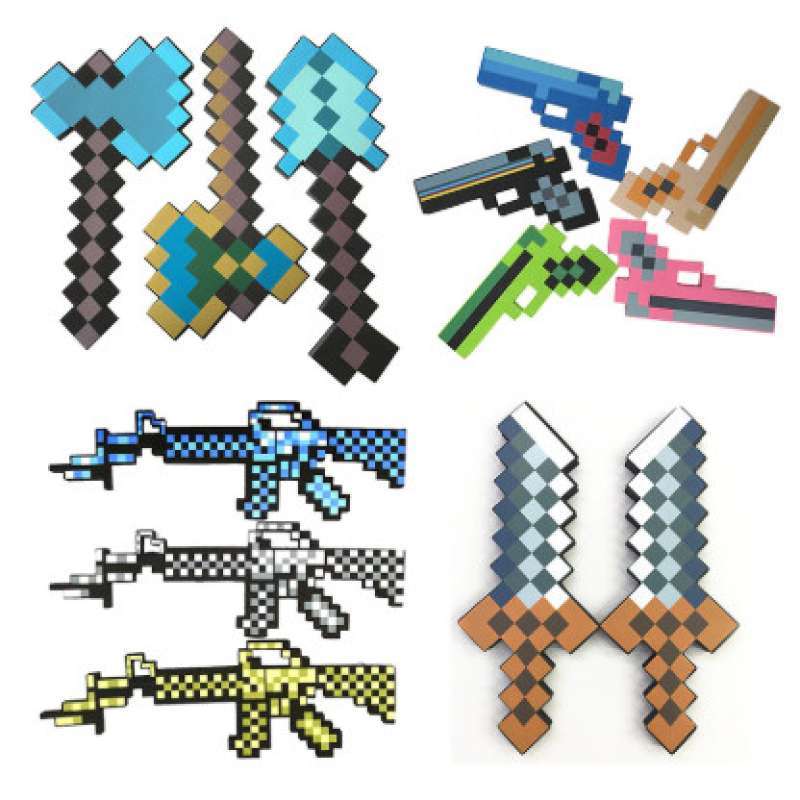 Jual Minecraft Mainan Anak Pedang Sword Kapak Axe Pistol Gun Bahan Busa ...