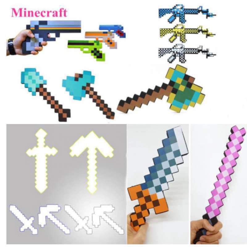 Jual Minecraft Mainan Anak Pedang Sword Kapak Axe Pistol Gun Bahan Busa ...