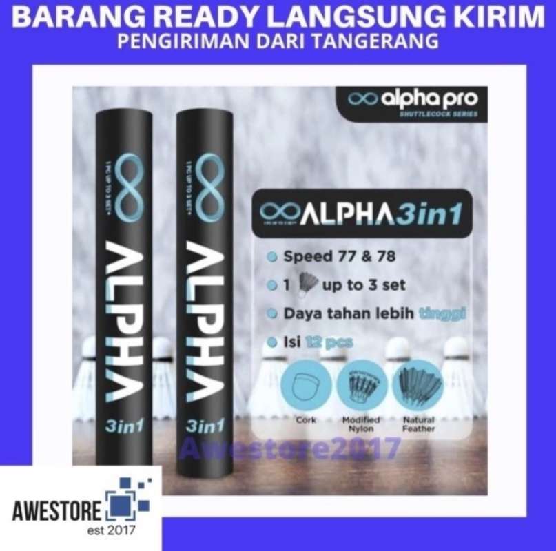 Jual Shuttlecock Alpha Black Pro 3in1 Kok Bulutangkis Badminton Awet ...