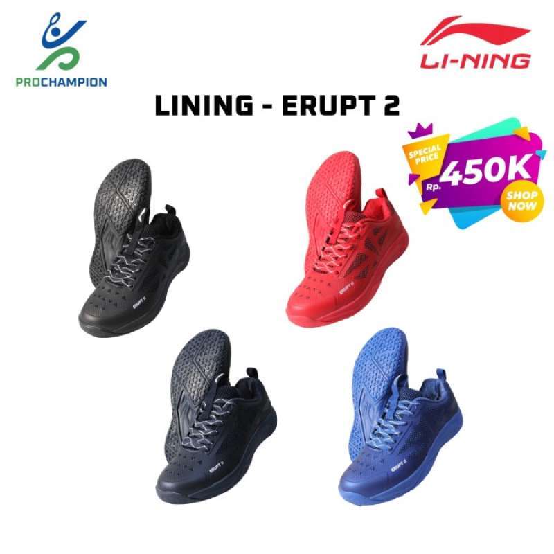 Jual Lining Erupt Ii / Erupt 2 Sepatu Badminton Original - 41 Black Di ...