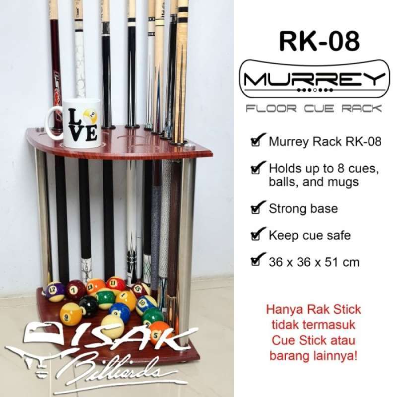 Jual Murrey Floor Cue Rack Rk-08 Rak Stick Kayu Sudut Corner Billiard ...