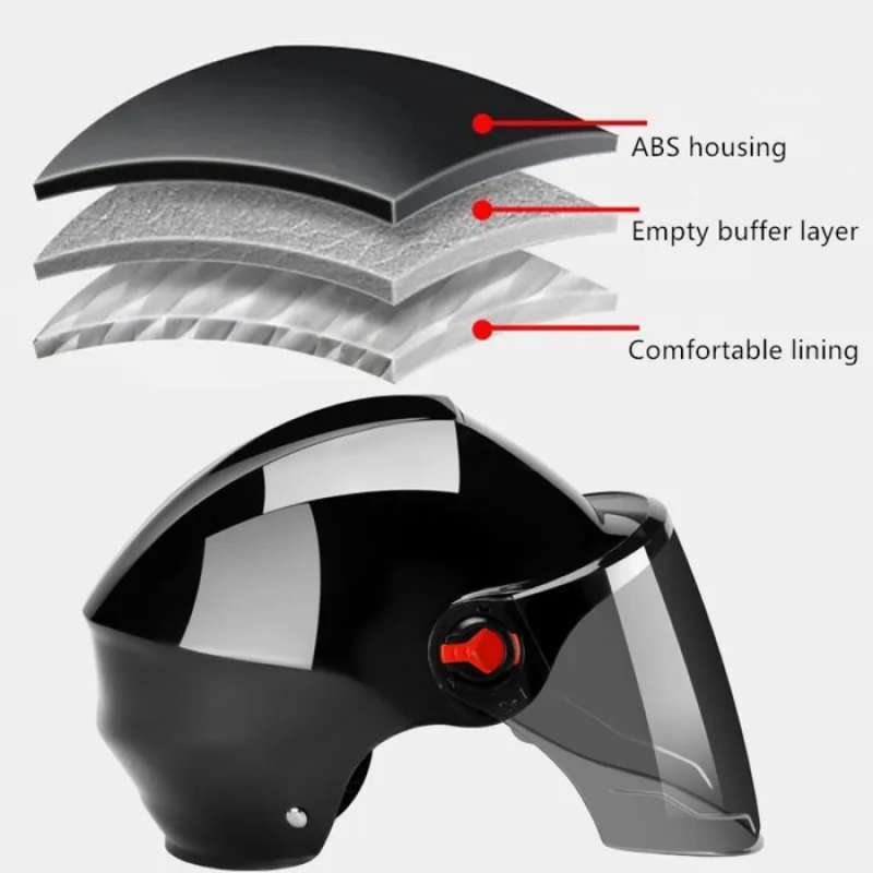 Jual Helm Sepeda Skuter Listrik Desain Half Face Helmet With Visor Di ...