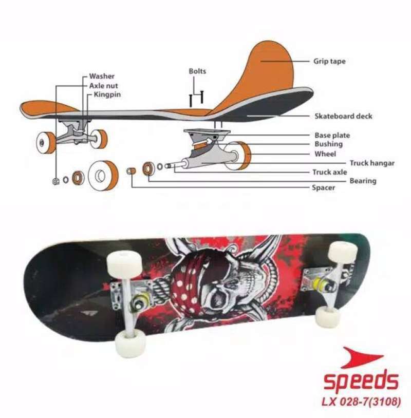 Jual Skateboard Profesional Dewasa Adult Remaja Xl Kayu Fullset 3108pu ...
