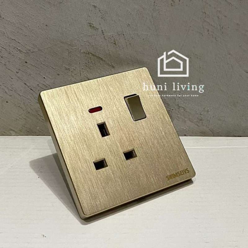 Promo Stop Kontak Ac Socket Ac + Switch 3 Kaki Style Gold Emas Disikat ...