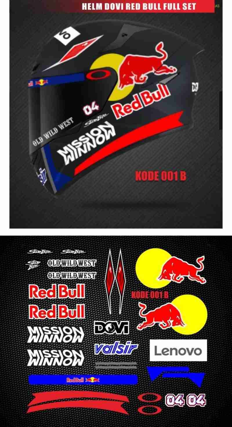 Jual Stiker Helm Variasi Universal Full Set Dovi Monster Redbull - Bogo ...