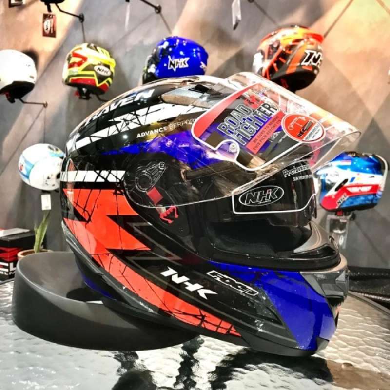 Jual Helm Nhk Rx9 Raven Blue Orange Full Face Double Visor Paket ...