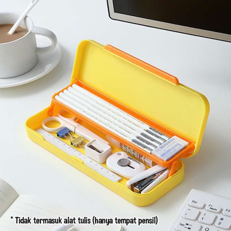 Jual Pen Case 2 Tingkat / Tempat Pensil Simpel Polos Minimalis Warna ...