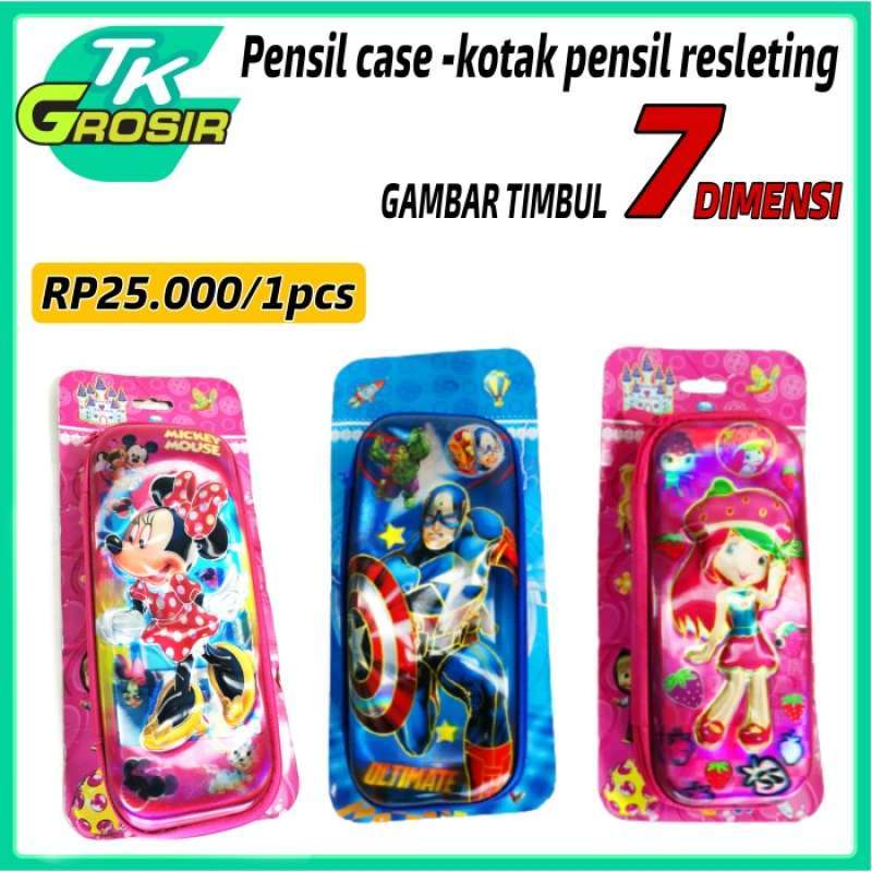 Jual 1 Pcs Pensil Case Resleting 7 Dimensi Gambar Timbul/kotak Pensil ...