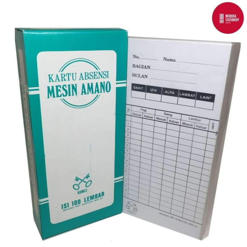 Jual (100 Lembar)kartu/kertas Absen/absensi Dua Kunci Mesin Amano 400 ...