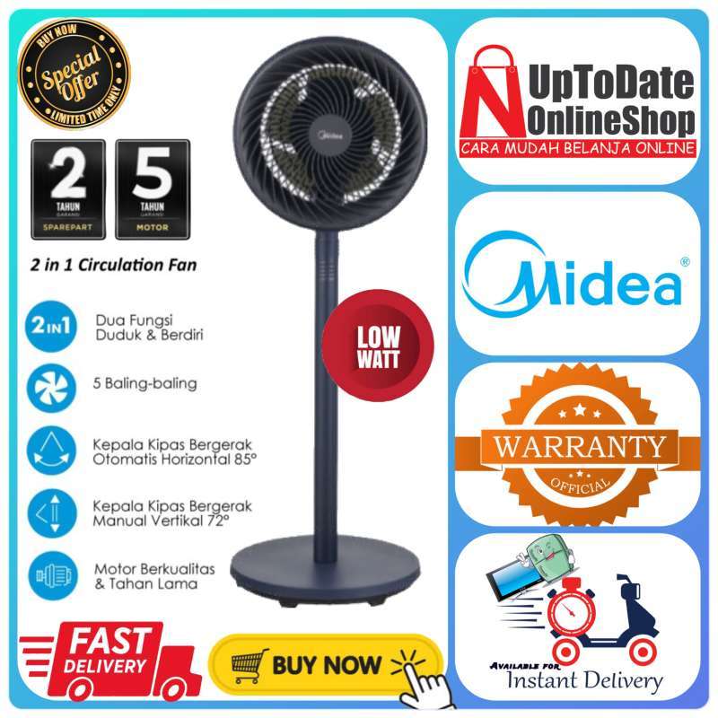 Promo Kipas Angin Midea Mfg180m0apb Mfg180m0 Circulation Fan Midea Super Low Watt Kipas Angin ...