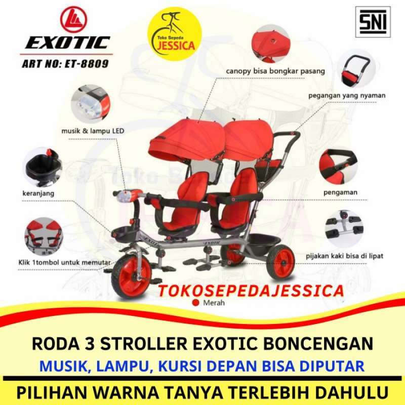 Promo Sepeda Anak Roda 3 Exotic Et-8811 Boncengan Anak Kembar Double ...