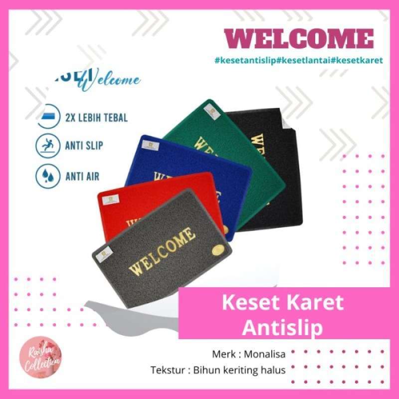 Promo Keset Welcome Rosanna Design Full Karet - Merah Diskon 2% Di ...