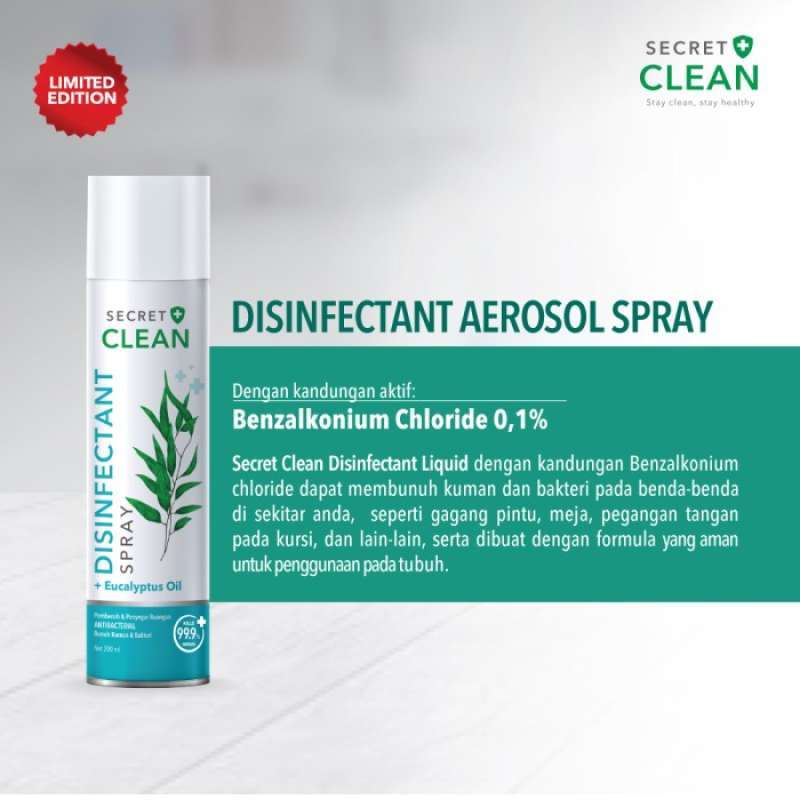 Promo Secret Clean Paket Lengkap Disinfectant Spray Aerosol 200ml ...