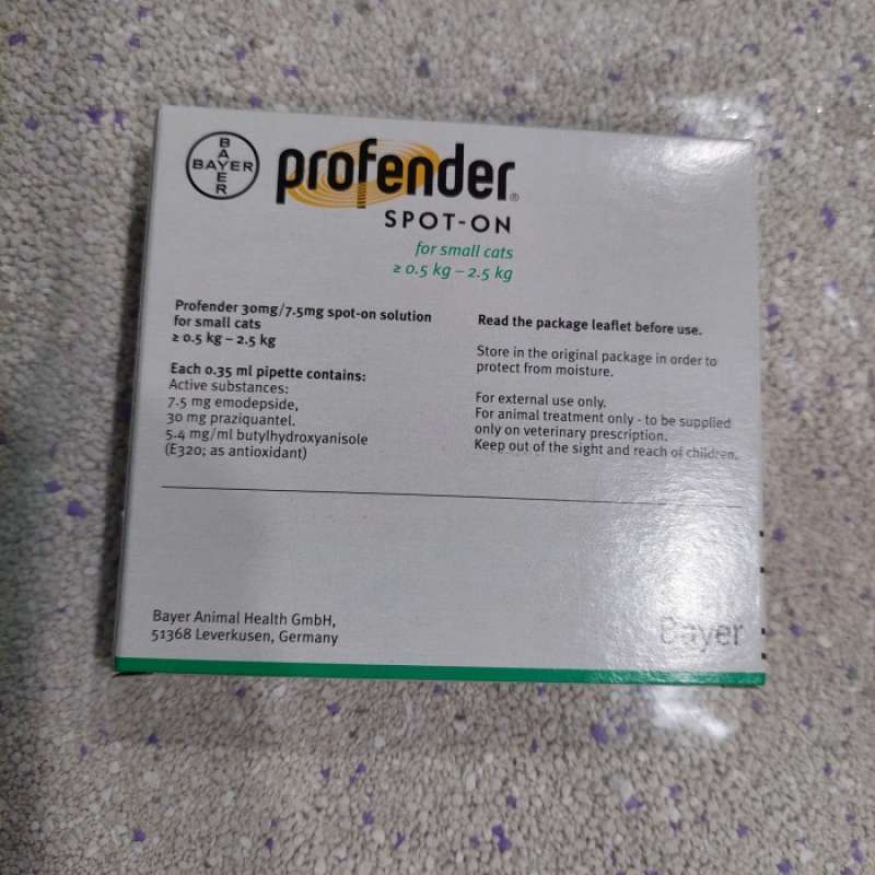 Jual Profender Spot On Small Cat 0.5 - 2.5 Kg 1 Pipette Obat Cacing ...