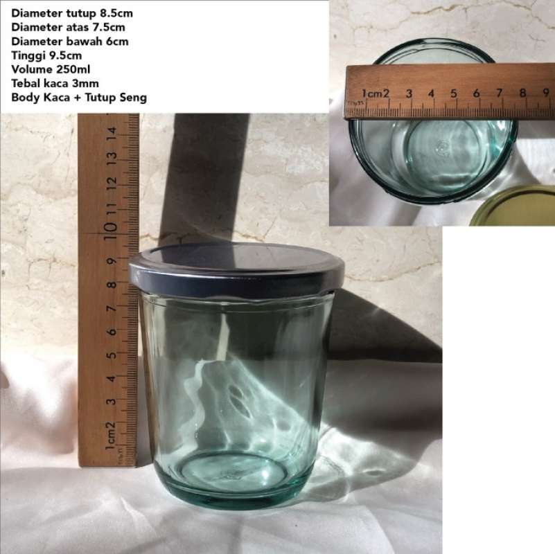 Jual Toples Jar Kaca + Tutup Seng, Mason Jar Botol Kaca 250ml Serbaguna ...
