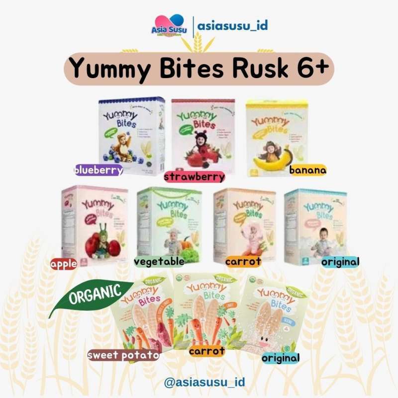 Jual Yummy Bites Rusk Rice Crackers 6m 25gr / Cemilan Kudapan Bayi Anak ...
