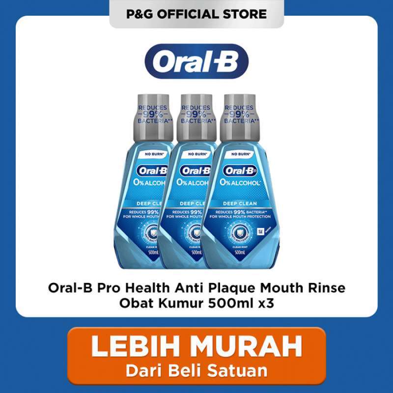 Jual Oral-b Pro Health Anti Plaque Mouth Rinse Obat Kumur 500ml - Isi 3 ...