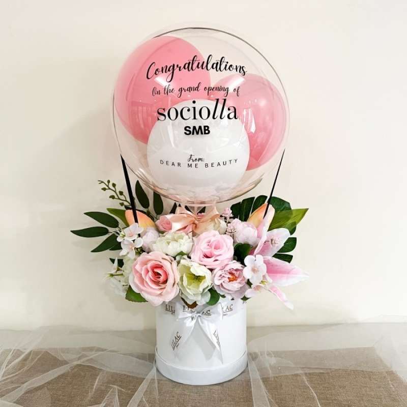 Jual Buket Lucre Artificial Flower Box Dengan Balon | Bunga Ulang Tahun ...
