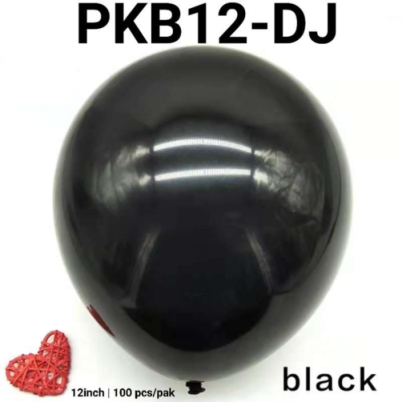 Jual Pkb12-dj Balon Latex 12 Inch 1 Pak Isi 100 Doff Tebal Hitam Black ...