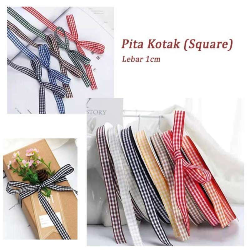 Jual 1 Roll Pita Kotak-kotak - Ribbon Square 1cm Ps006 - Kuning Di ...