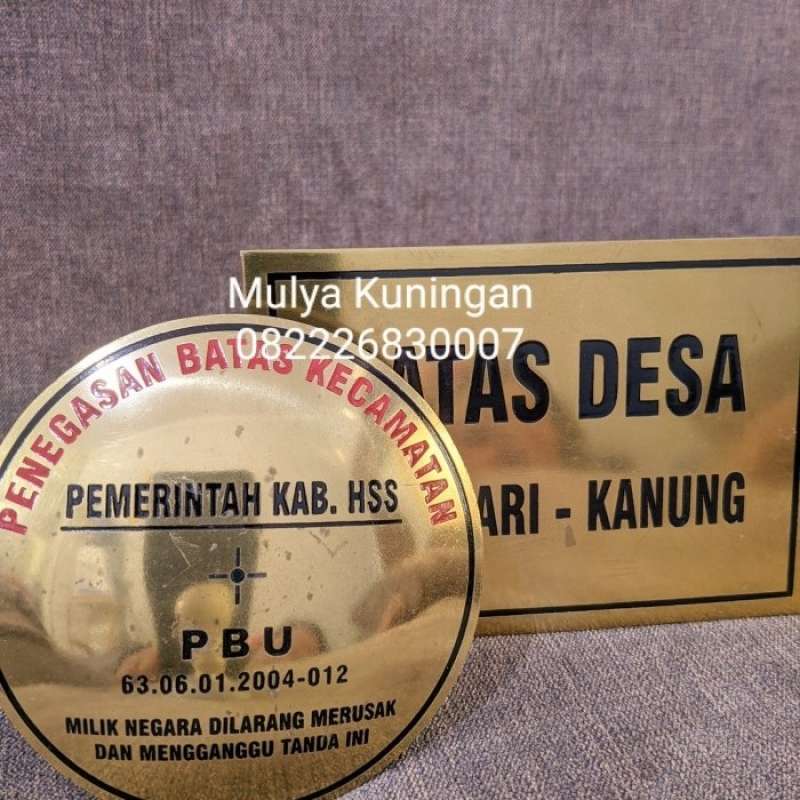 Jual Patok Batas Desa Brass Table / Brasstable Dan Plakat Kuningan 3mm ...