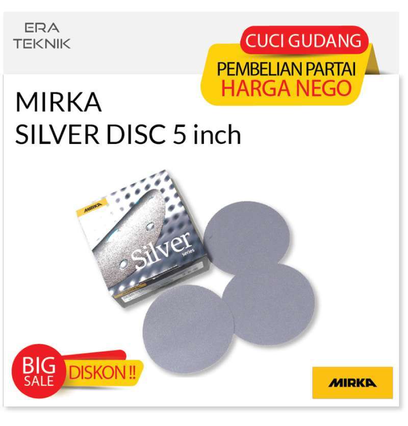 Jual 100 Pcs Amplas Bulat Mirka Silver Disc 5 Inch (125mm) Velcro ...